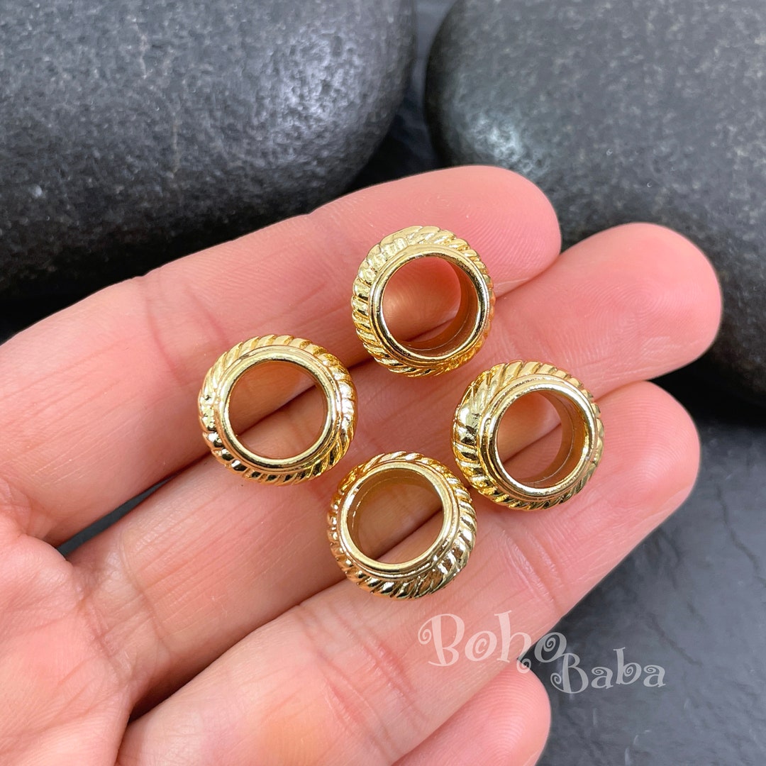 Shiny Gold Plated Large Beads, Gold Hoop Beads, Gold Mala Spacer Beads ...