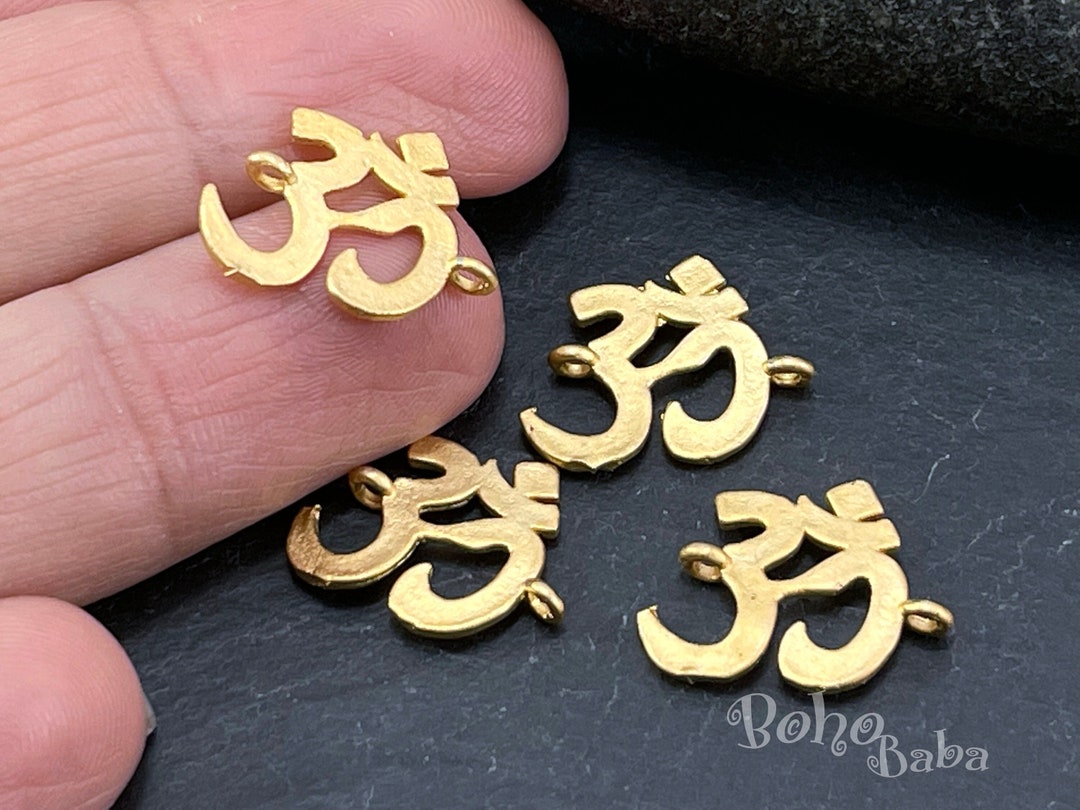 Gold Om Charms, Mini Om Connector Charms, Om Symbol Charms, Rustic ...