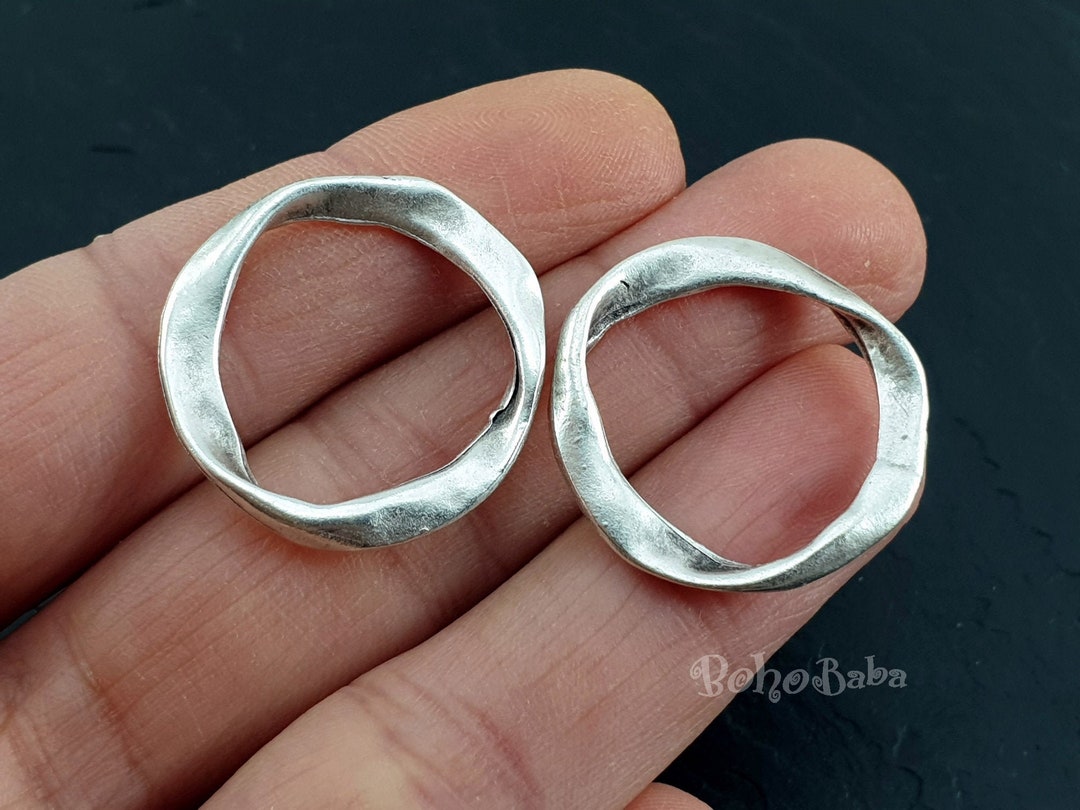 Silver Hoop Charm, Twisted Round Loop, Silver Hoop Pendant, Closed Loop ...