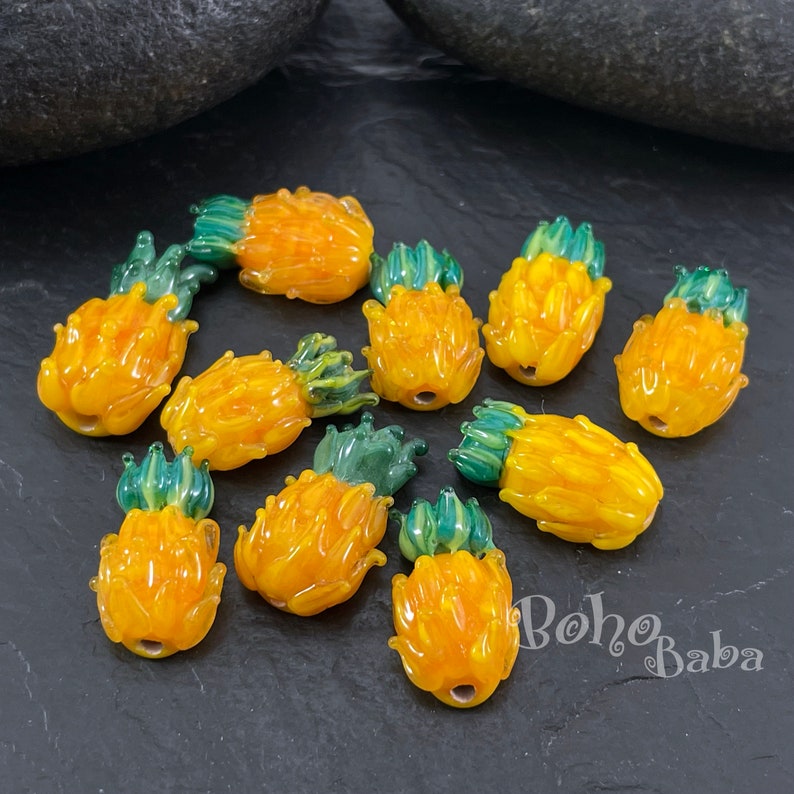 Handmade Murano Glass Pineapple Charm, Glass Ananas Bead, 1pc - Etsy