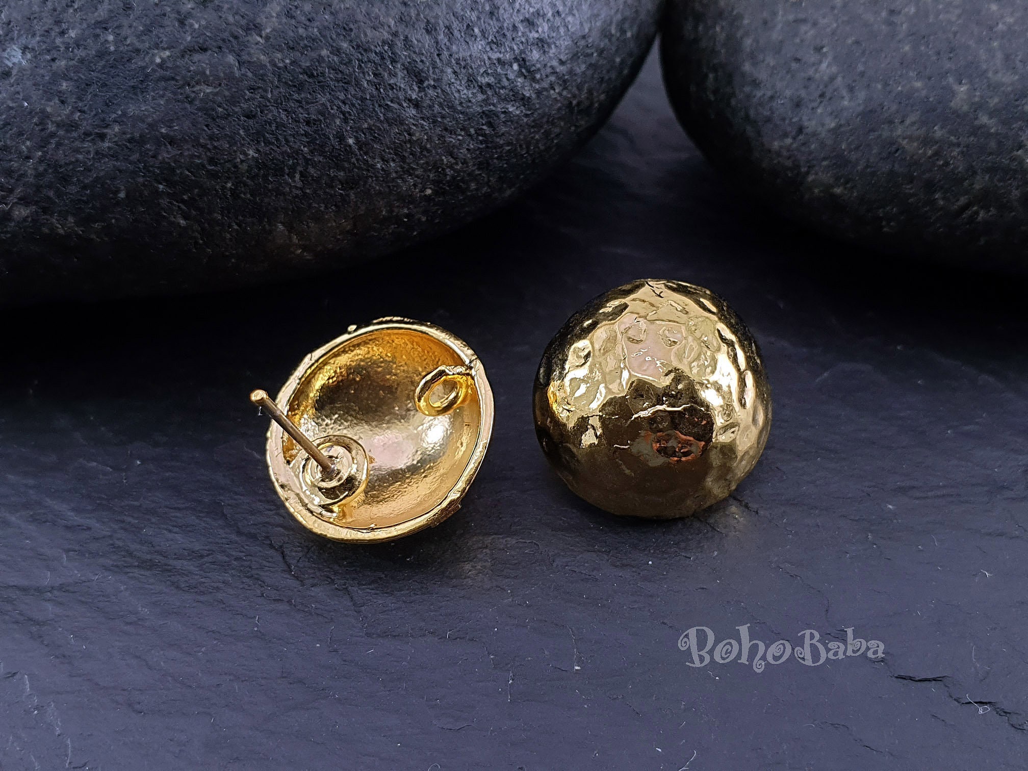 Hammered Earring Posts Shiny Gold Ear Posts Stud Earring - Etsy