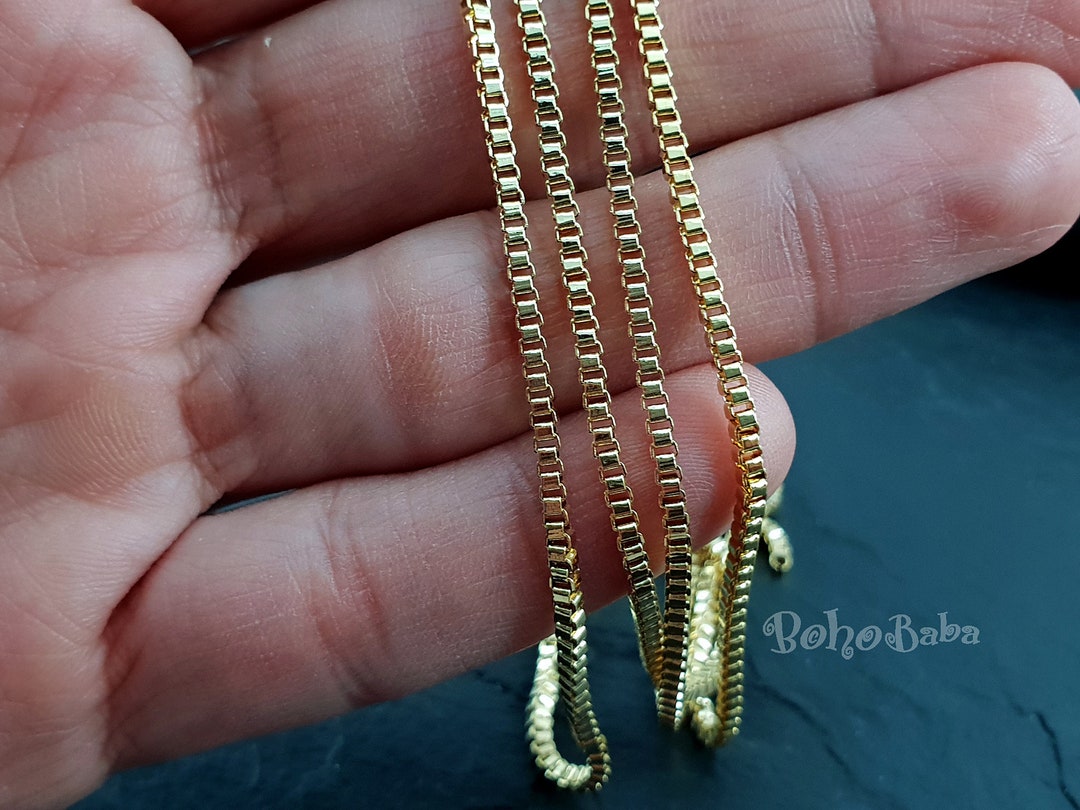 Box Chain, Delicate Gold Chain, Gold Plated Chain, Dainty Chain, Gold ...
