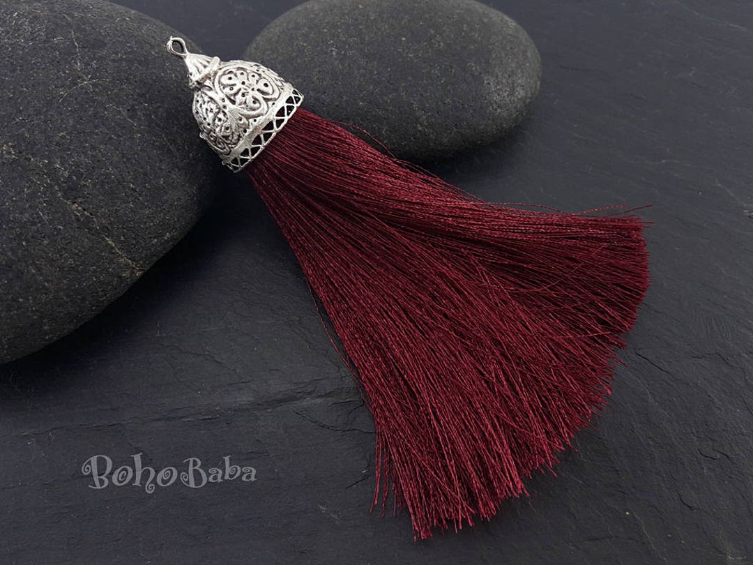 Extra Large Tassel, Silk Tassel, Burgundy, Tassel Necklace, Thick Silk ...