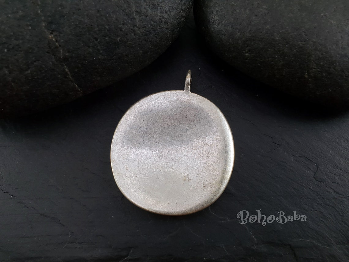 Large Silver Disc Pendant Simple Disc Pendant Large Coin - Etsy UK