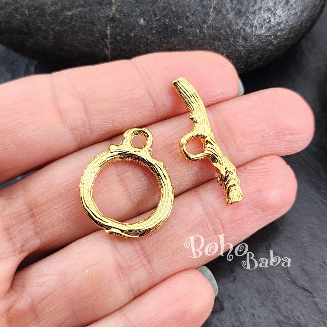 Shiny Gold Plated Large Toggle Clasp Set, Gold Necklace Clasp Findings ...