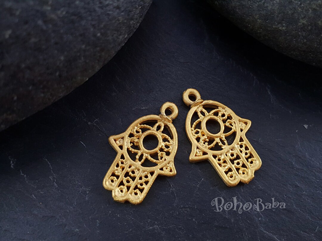 Gold Plated Hamsa Charms, Filigree Hamsa Hand Charms, Hamsa Findings ...