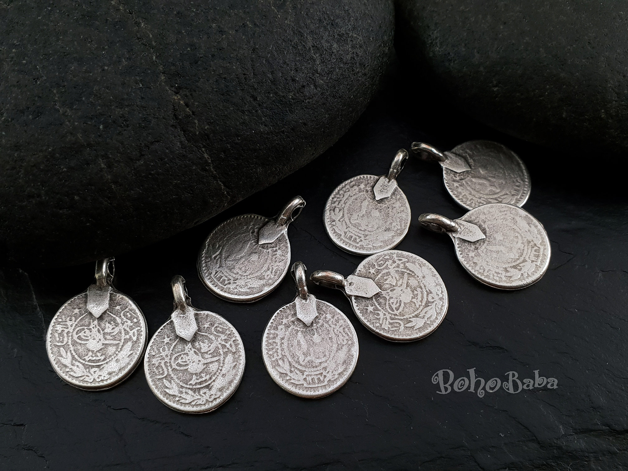 Silver Coin Charms Mini Silver Coins Ottoman Coin Charms | Etsy