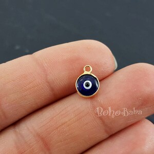 5 Pc, Evil Eye Charms, Glass Evil Eye Charms, Mini Evil Eye, Gold Evil ...