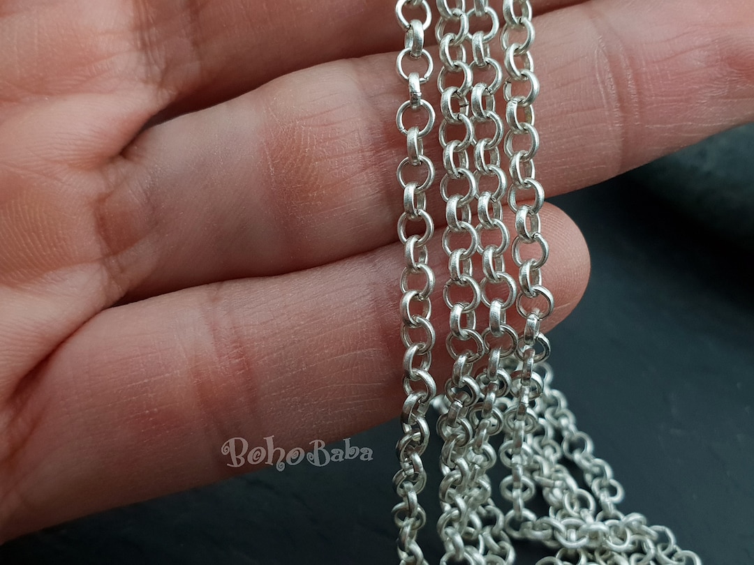 Antique Silver Plated Rolo Chain, 3mm Rolo Chain, Unsoldered Link ...