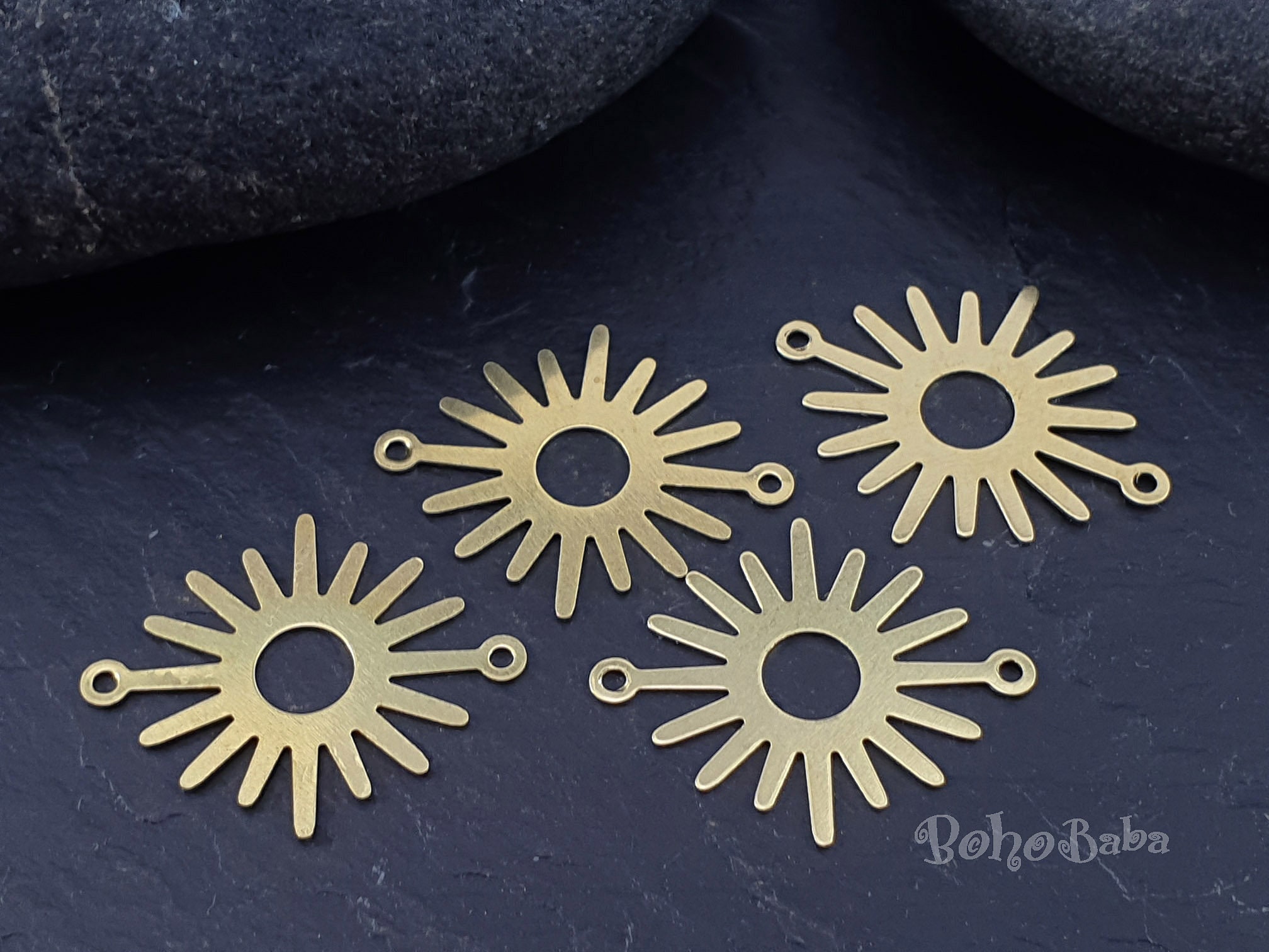 Raw Brass Sun Connector Charm Sun Ray Charm Earring Charms | Etsy