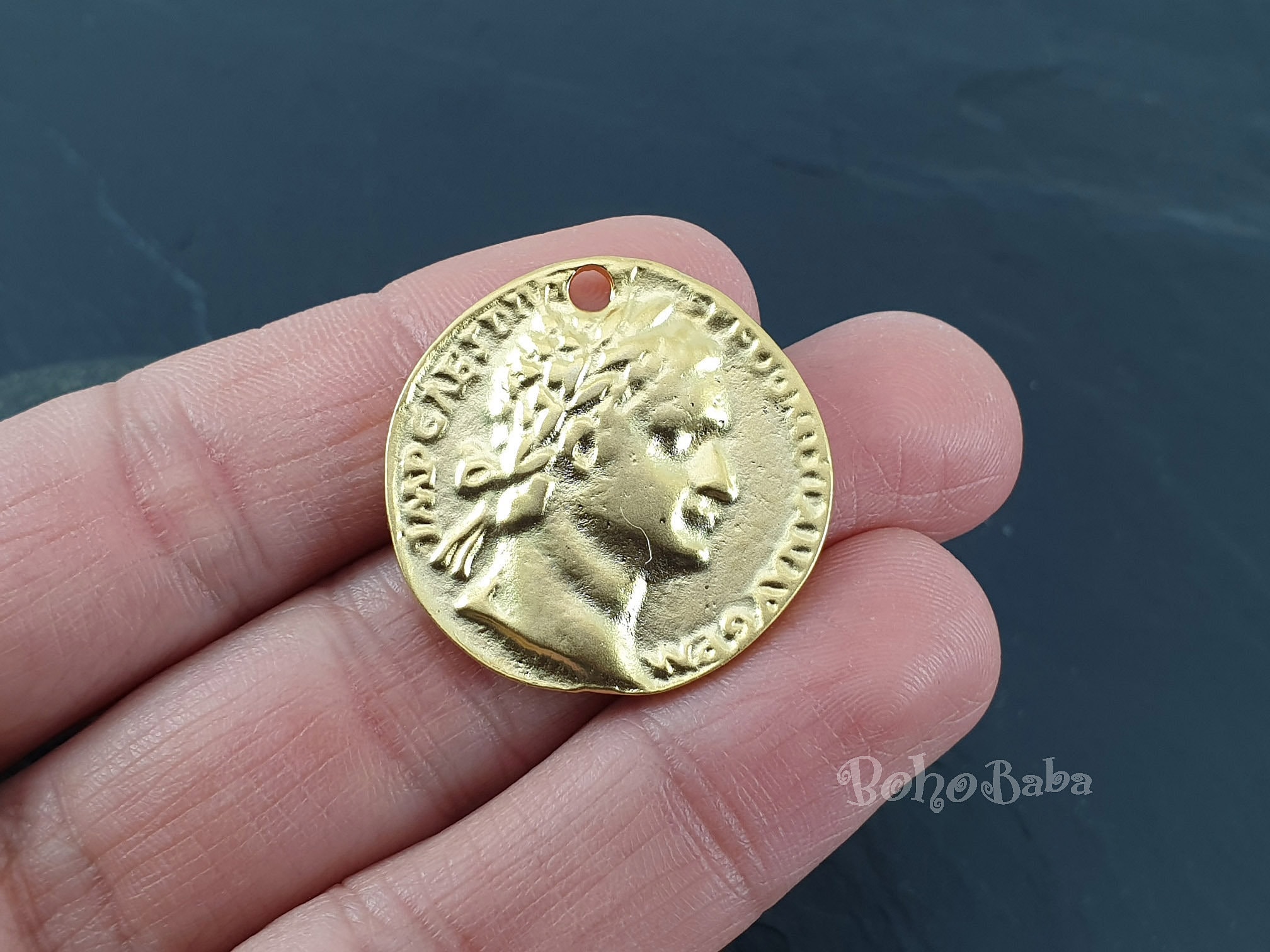 Gold Coin Pendant Greek Coin Pendant Large Coin Pendant - Etsy