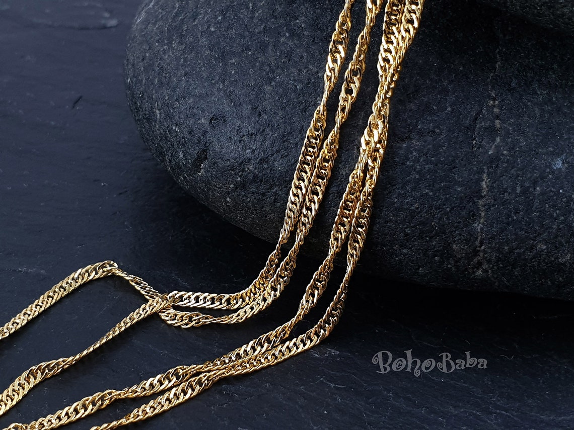 Dainty Gold Chain Gold Singapore Chain Link Chain Cable | Etsy UK