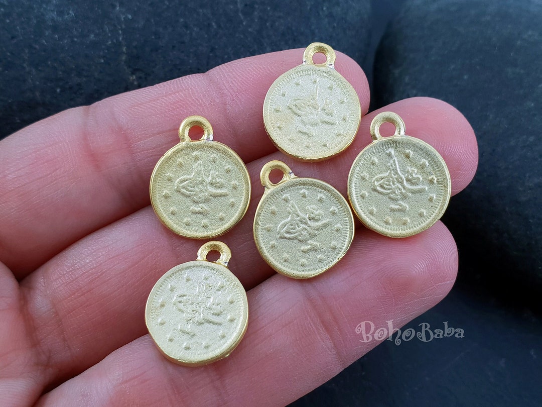 Turkish Gold Coin Charms, Coin Jewelry Findings, Turkish Ottoman Coin ...
