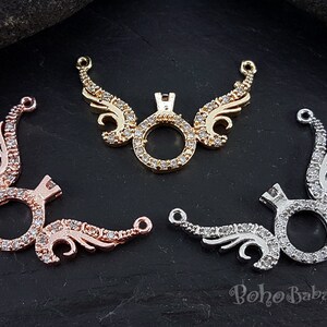 Rose Gold Angel Wings Pave Pendant, Wing Necklace, Micro Pave Charms ...