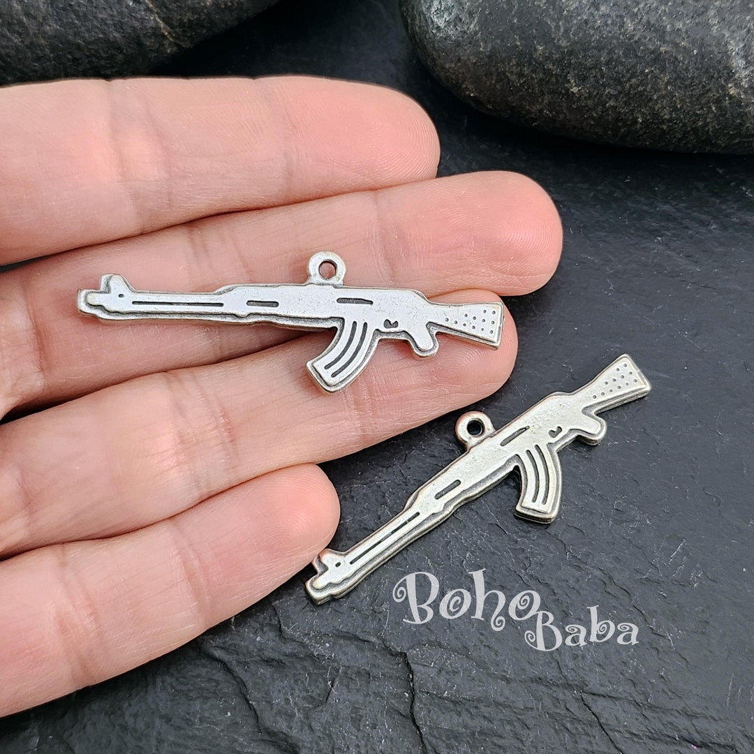 Antique Silver Plated Machine Gun Charms, 2 Pc - Etsy