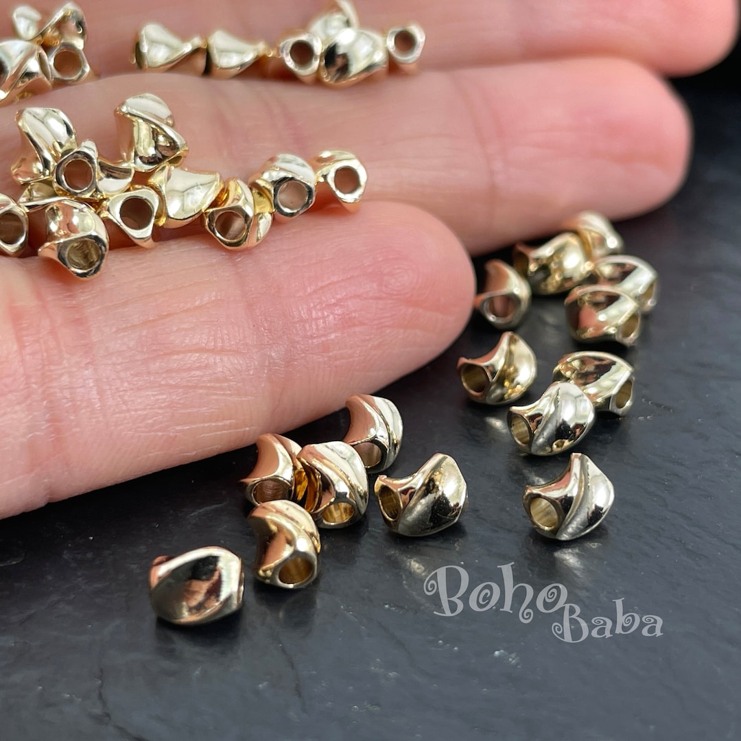 Shiny Gold Plated Twisted Tube Beads, Gold Spacer Beads - Etsy