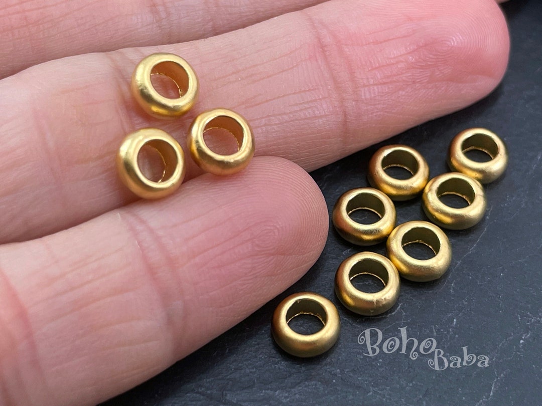 Gold Hoop Beads, Gold Spacer Beads, Round Gold Beads, Bracelet Cord ...