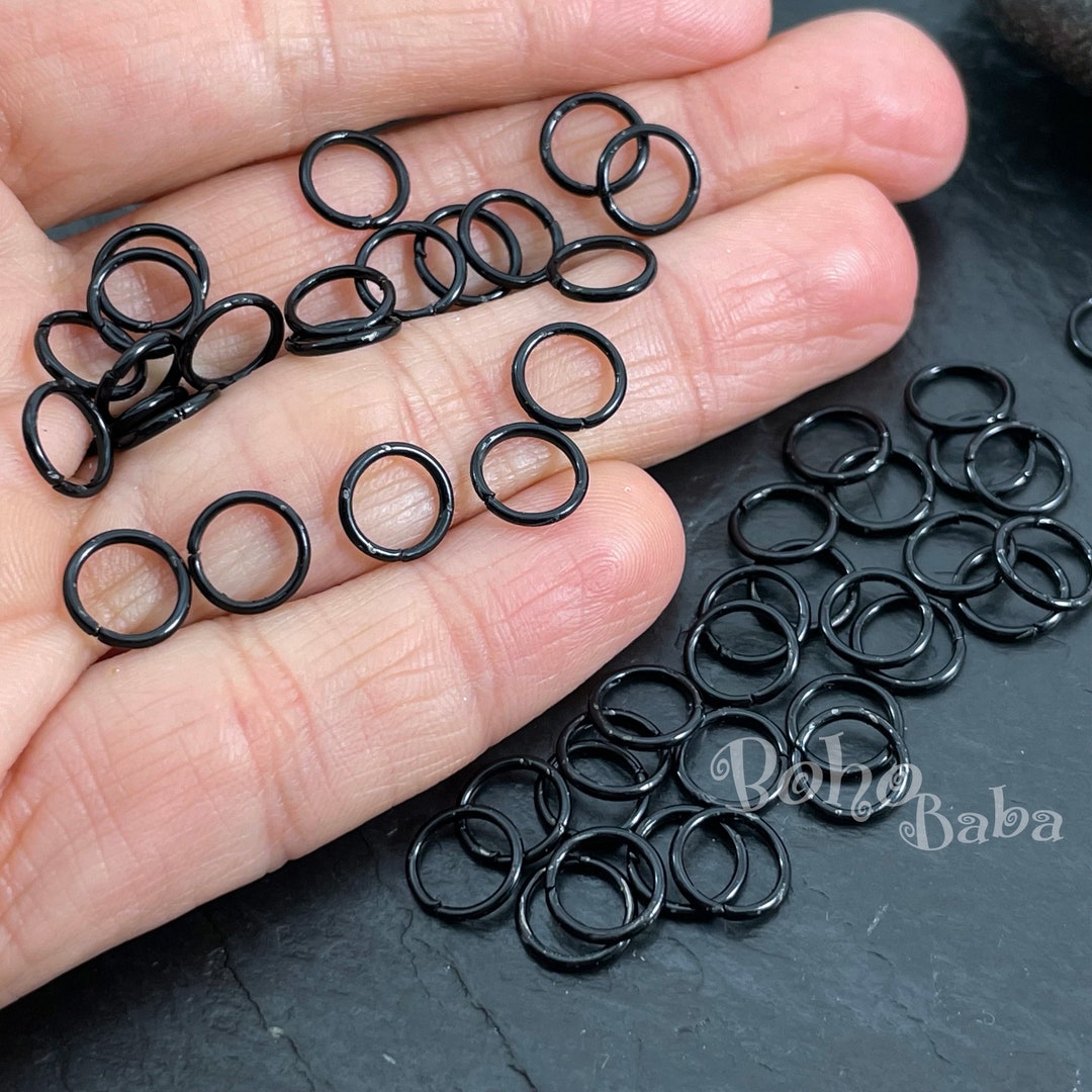 Black Jump Rings, 8mm Black Split Jump Rings, Black Plated Open ...