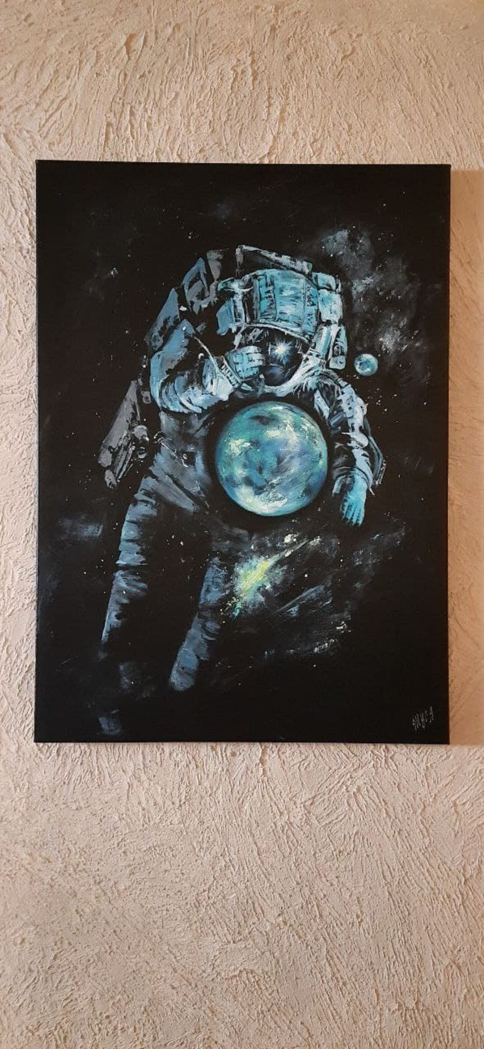 Astronaut on Space Oil Painting Canvas.outespace Desing.cosmonaut. - Etsy