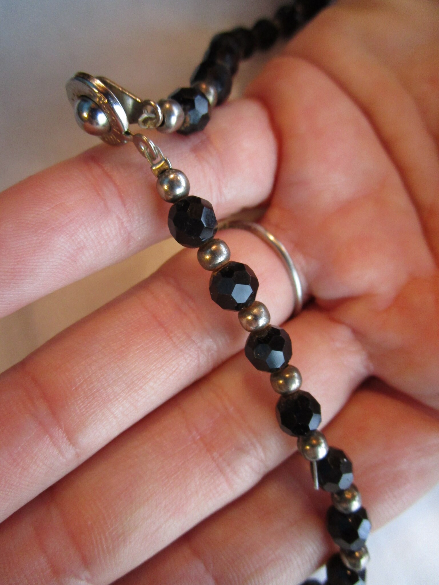 Vintage Designer Teng Yue Black Glass & Carnelian Beaded Necklace 29 ...