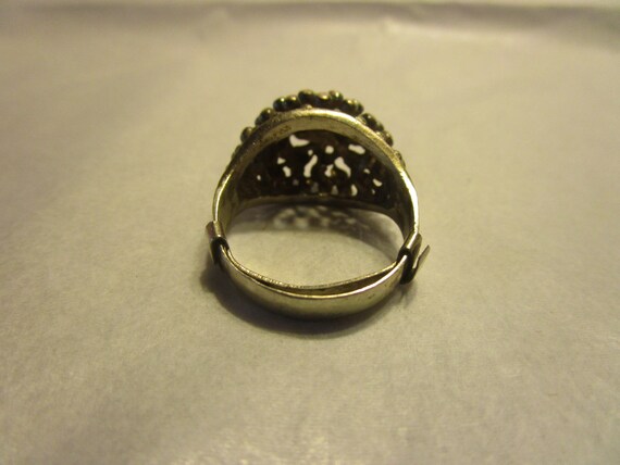 Antique Sterling Silver Artist Signed Fancy Ring - Gem