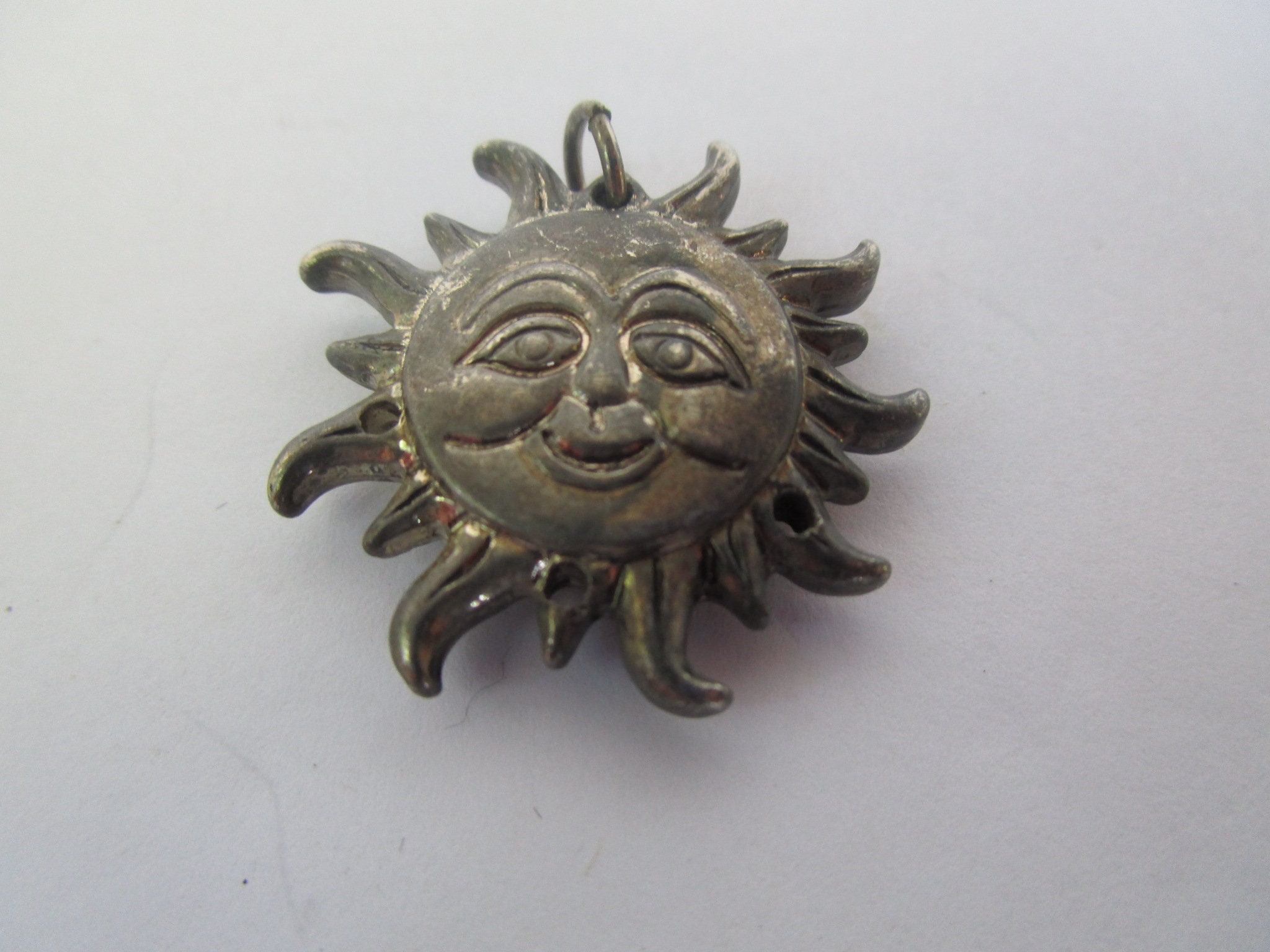 Vintage Sterling Silver Smiling Sun Charm or Necklace Pendant | Etsy