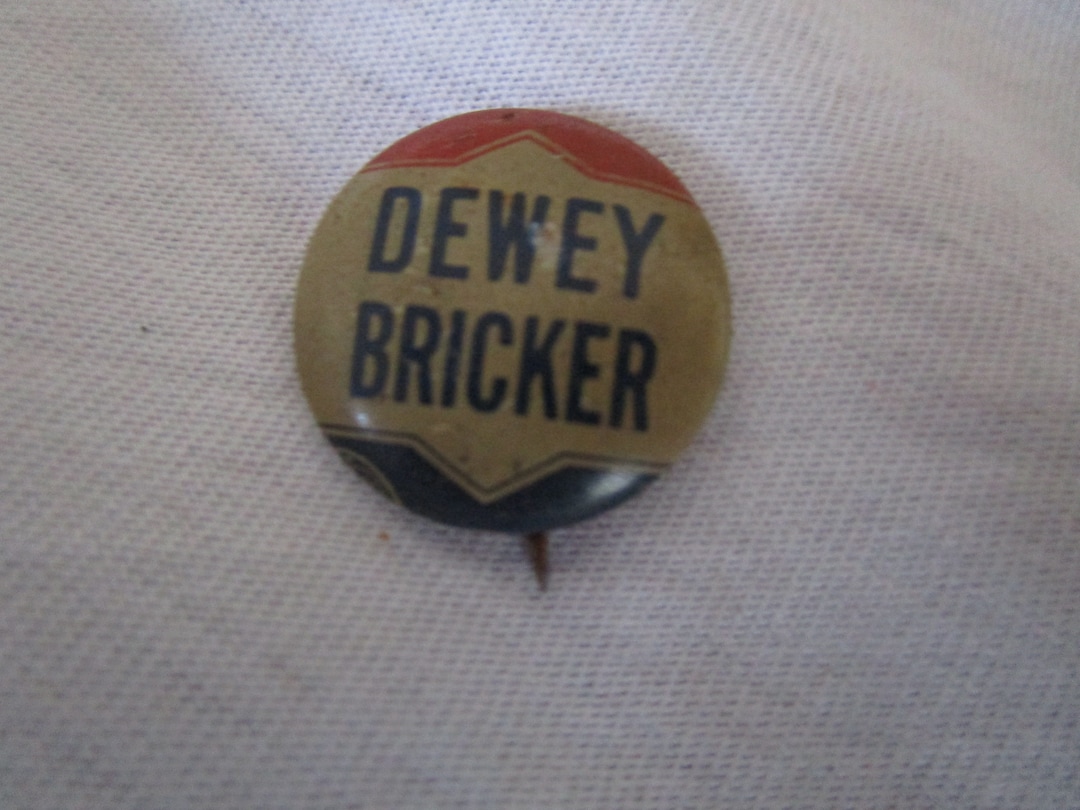 1944 Dewey Bricker Red White Blue Political Button - Etsy