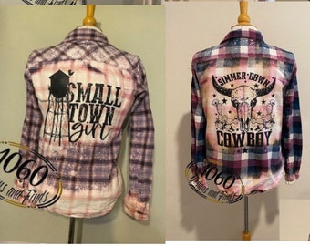 Beautiful Crazy Distressed Flannel Shirts, Bleached Flannel, Upcycled ...