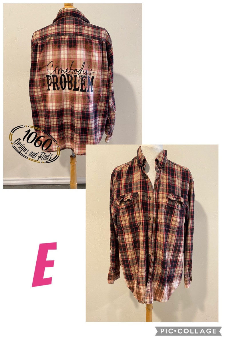Somebody's Problem Distressed Flannel Shirts Bleached - Etsy