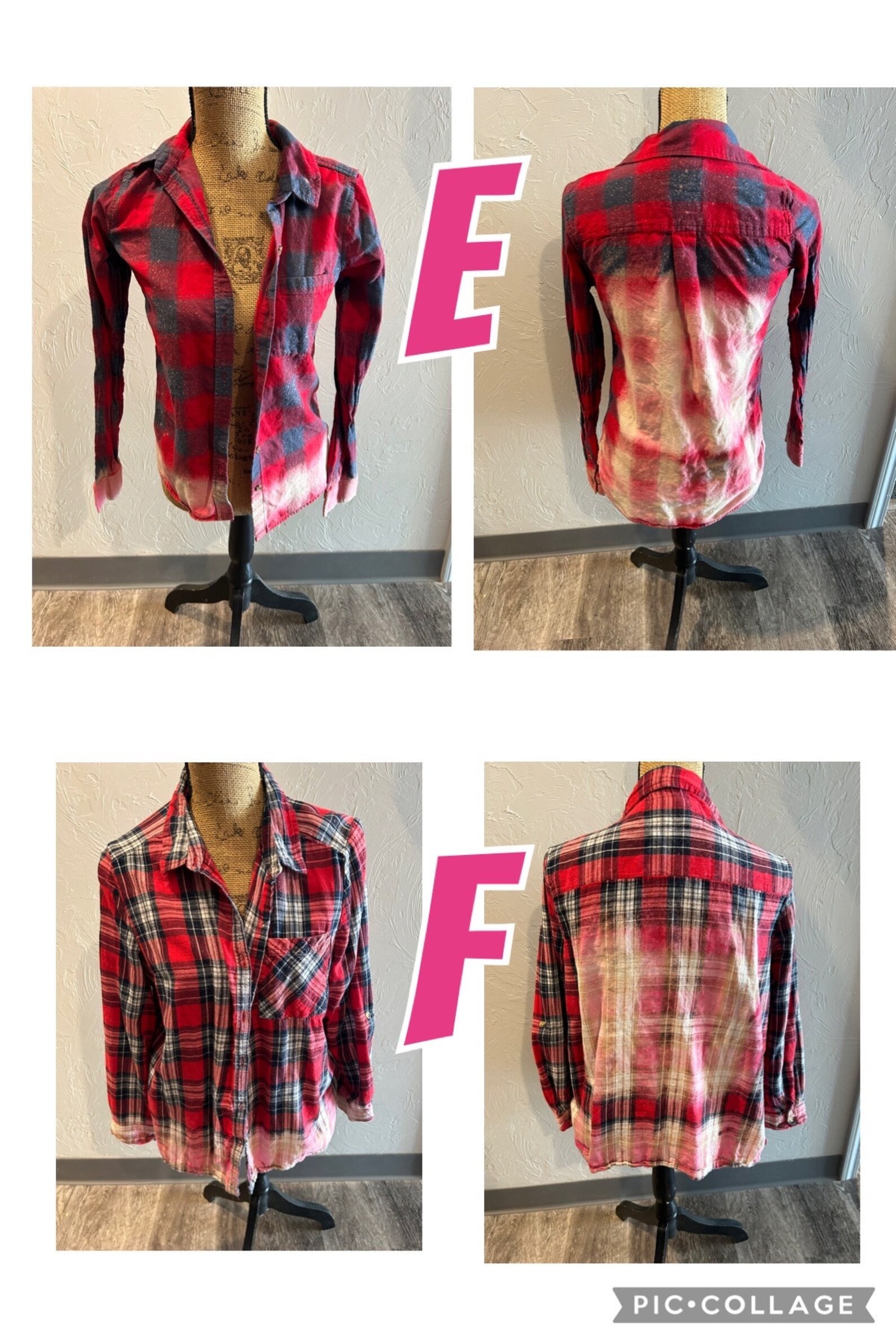 Pick Your Design Blank Distressed Flannel Shirts, Bleached Flannel ...