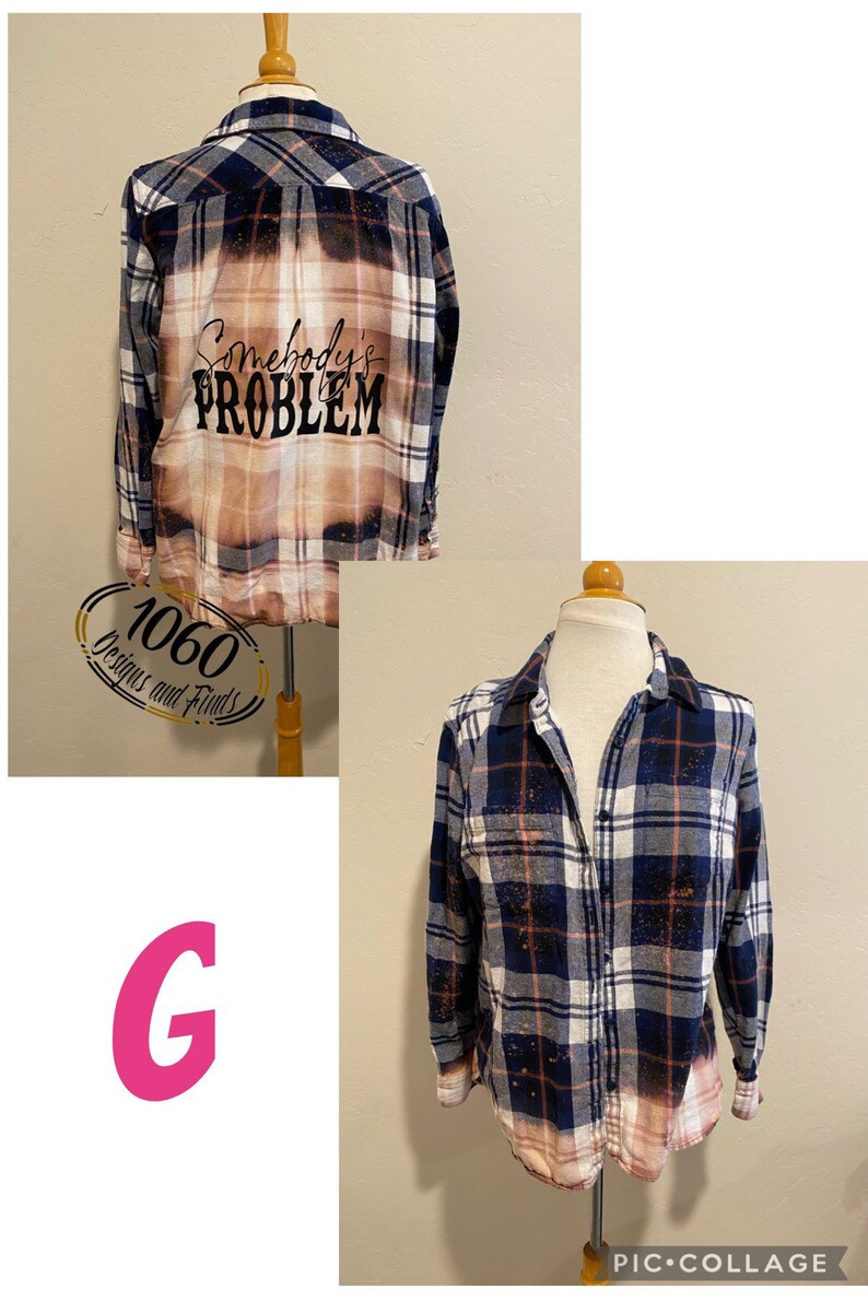 Somebody's Problem Distressed Flannel Shirts Bleached - Etsy