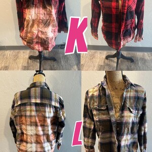 Pick Your Design Blank Distressed Flannel Shirts, Bleached Flannel ...
