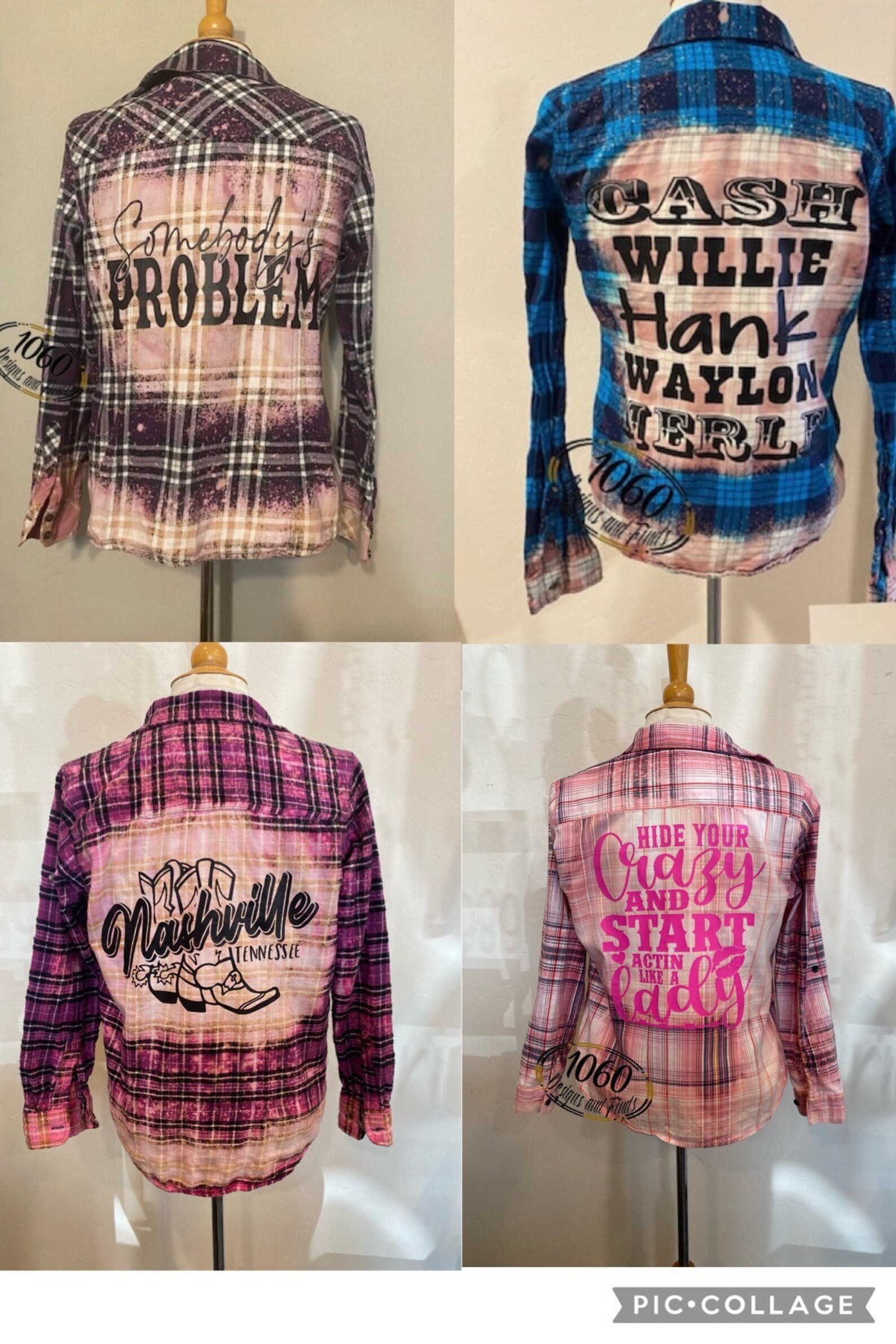 Pick Your Design Blank Distressed Flannel Shirts, Bleached Flannel ...