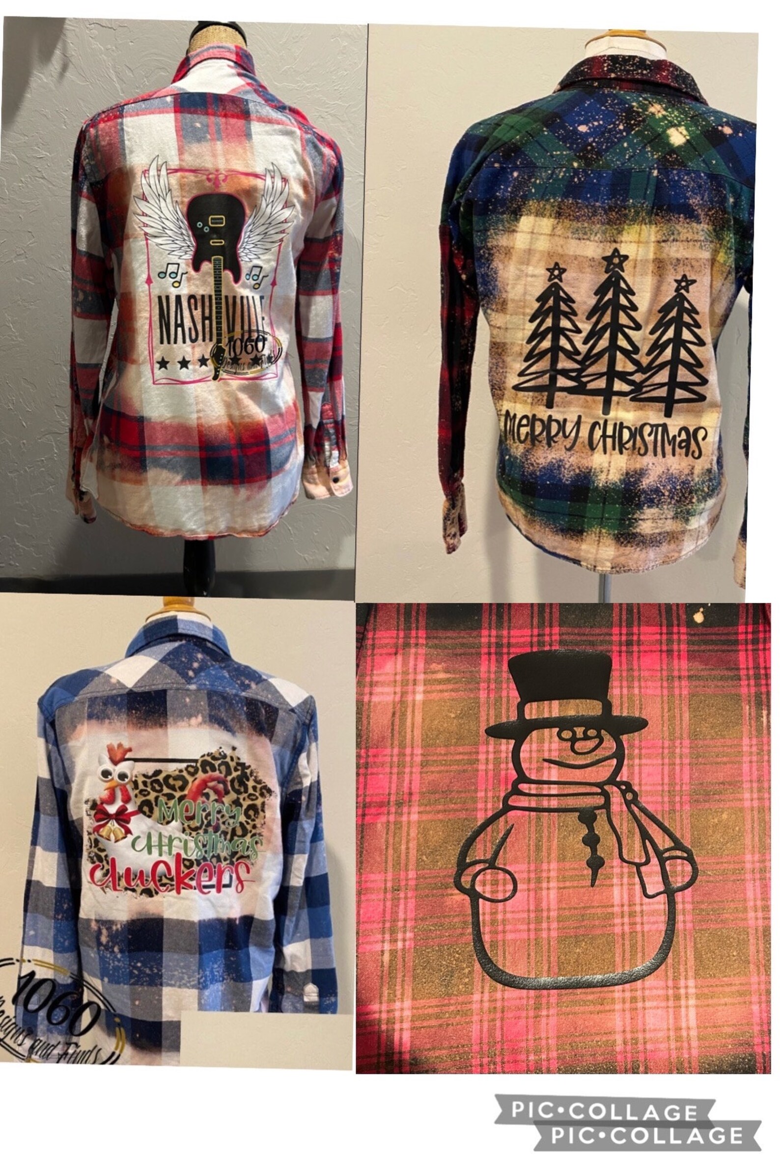 Pick Your Design Blank Distressed Flannel Shirts, Bleached Flannel ...