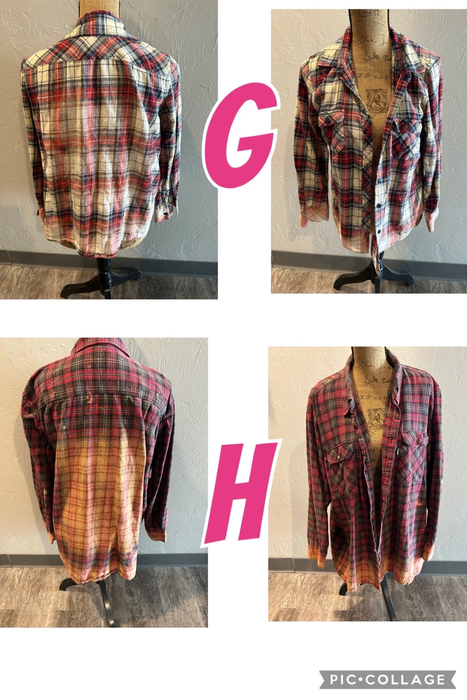 Pick Your Design Blank Distressed Flannel Shirts, Bleached Flannel ...