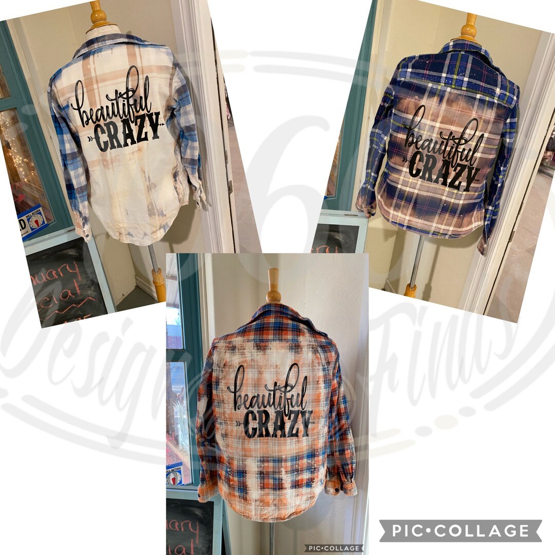 Beautiful Crazy Distressed Flannel Shirts, Bleached Flannel, Upcycled ...