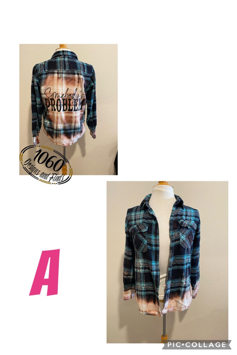 Somebody's Problem Distressed Flannel Shirts Bleached - Etsy