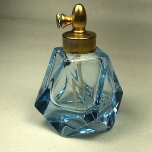Vintage Pale BLUE Glass Perfume Atomizer Geometric Pattern - No Bulb ...