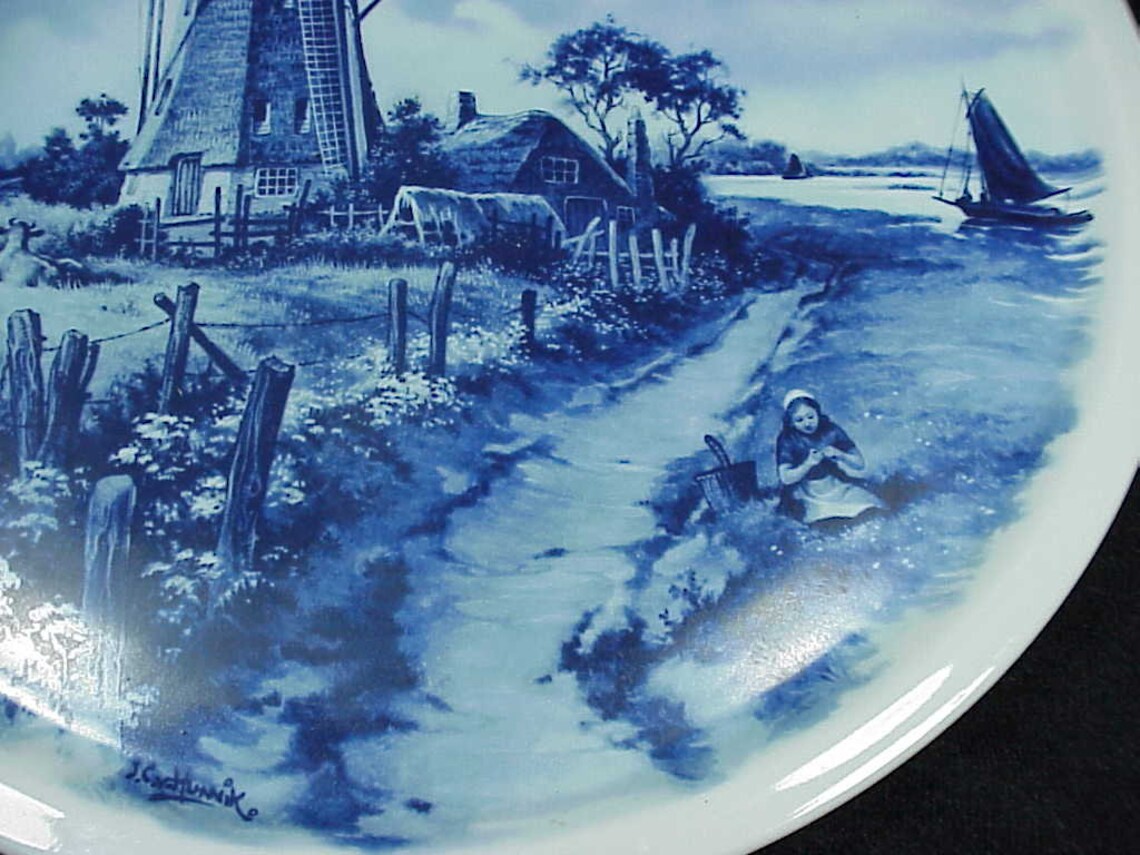 Vintage Delft Holland Delft-blauw Hand Decorated CHARGER Flow - Etsy