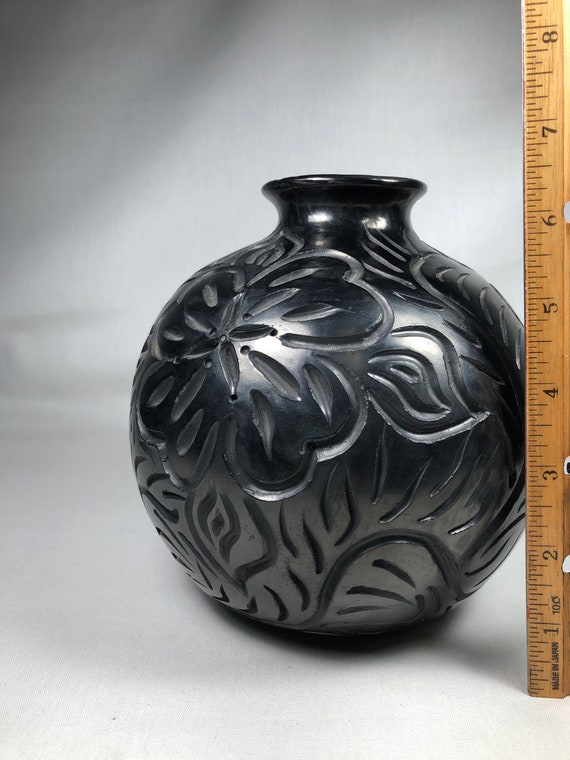 Dona Rosa Oaxaca Mexico Black Pottery Large Bulbous VASE - Etsy