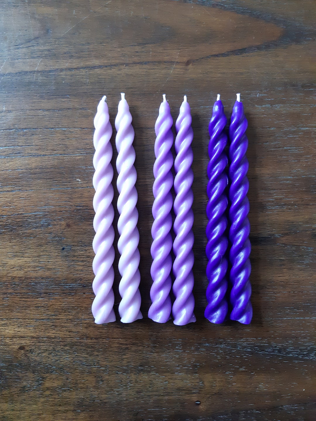 Purple Beeswax No Drip Candles Spiral Violet Candles 100% Natural ...