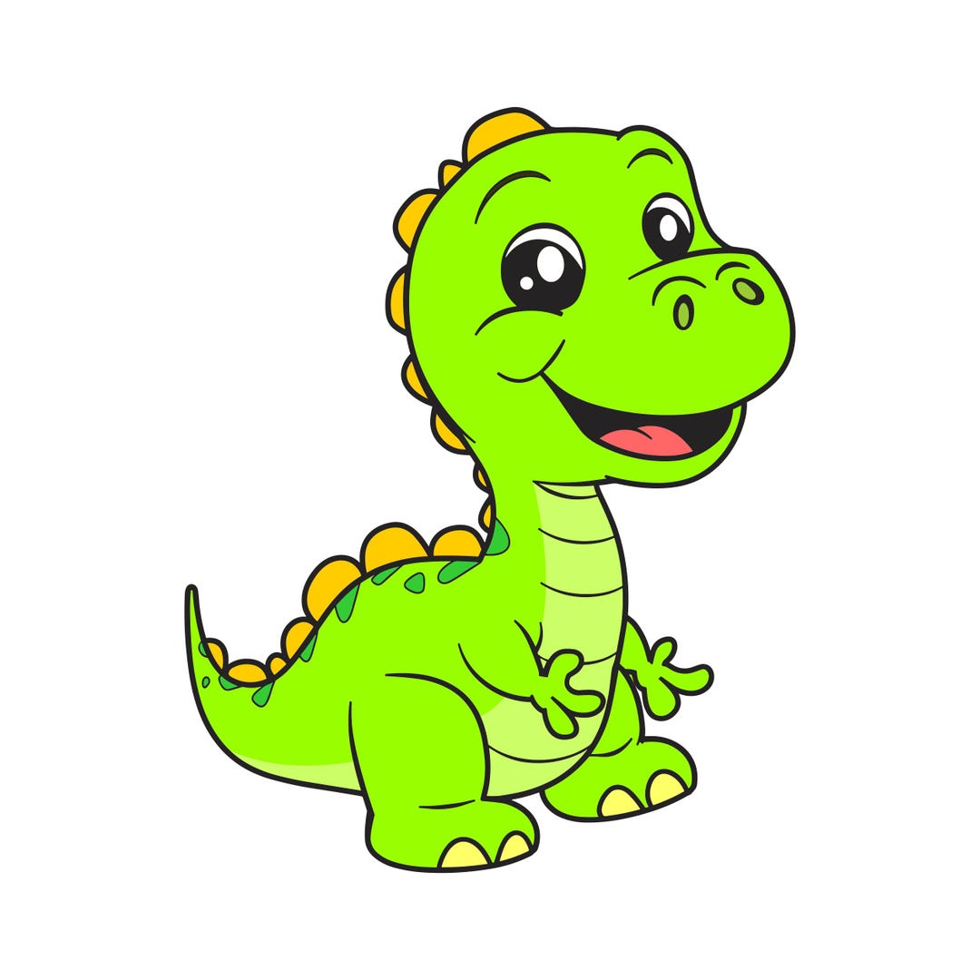 Green Dinosaur Animal Doodle Cartoon Logo Design Vector AI Files ...