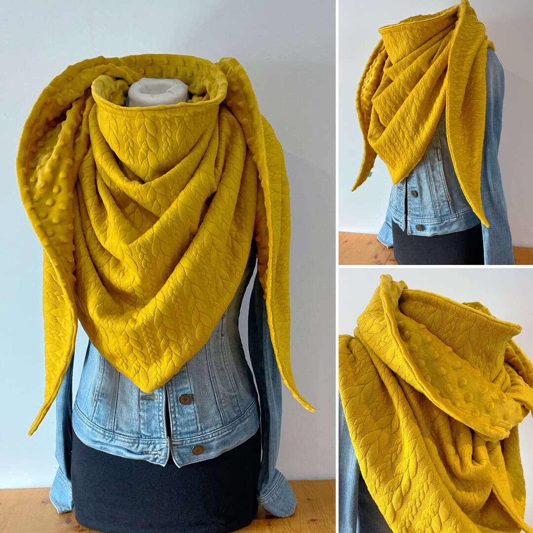 Maxi chèche châle écharpe Happy Bella 4 Jaune doublée - Etsy France