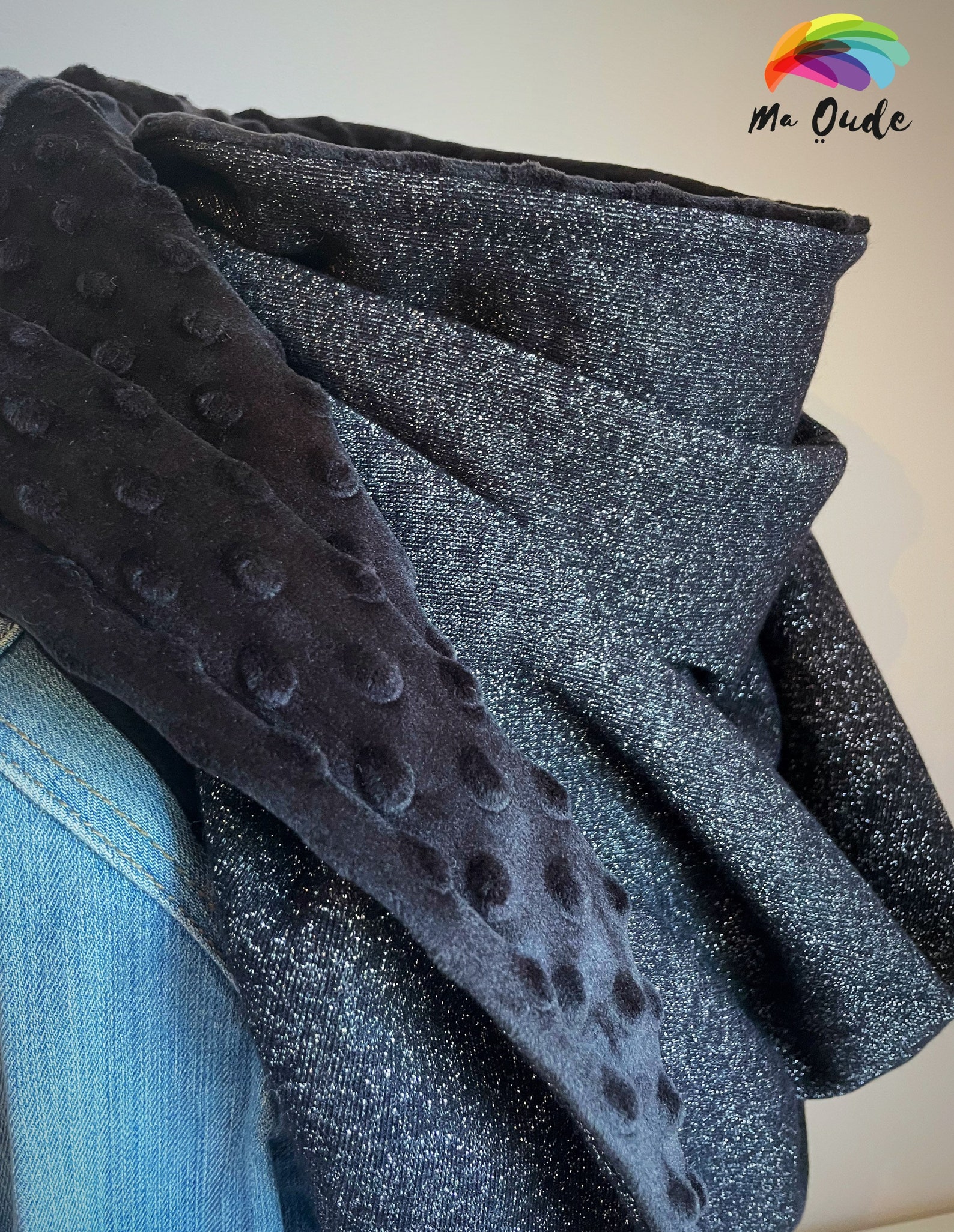 Maxi chèche châle écharpe noire pailletée doublée en - Etsy France