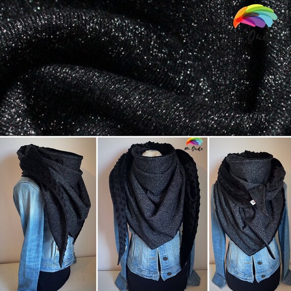 Maxi chèche châle écharpe noire pailletée doublée en - Etsy France