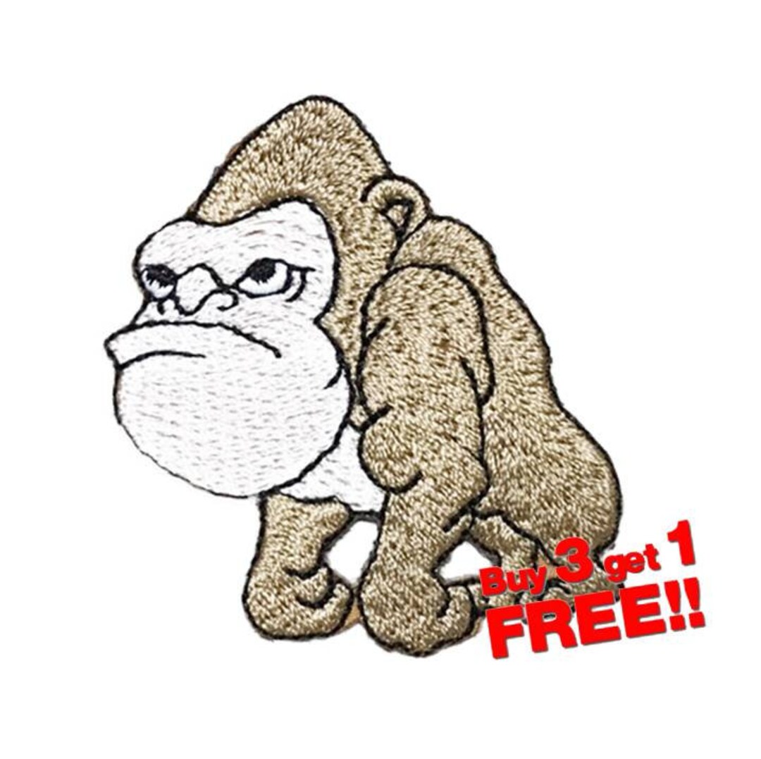 Monkey Gorilla Applique IRON ON PATCH Funny Patches Patch Embroidered ...