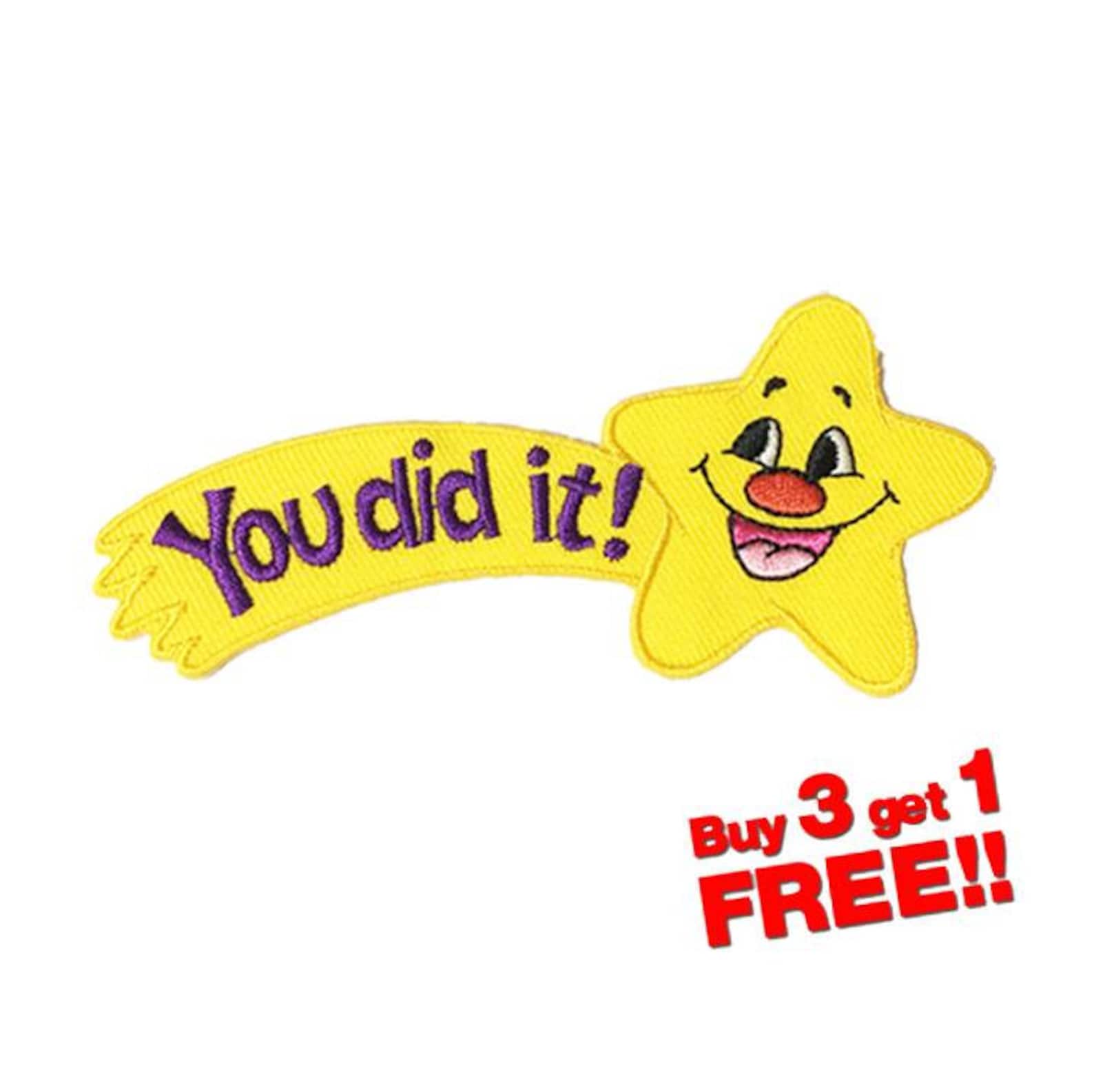 Star You Did It Applique Iron On Patch Funny Patches Star Etsy