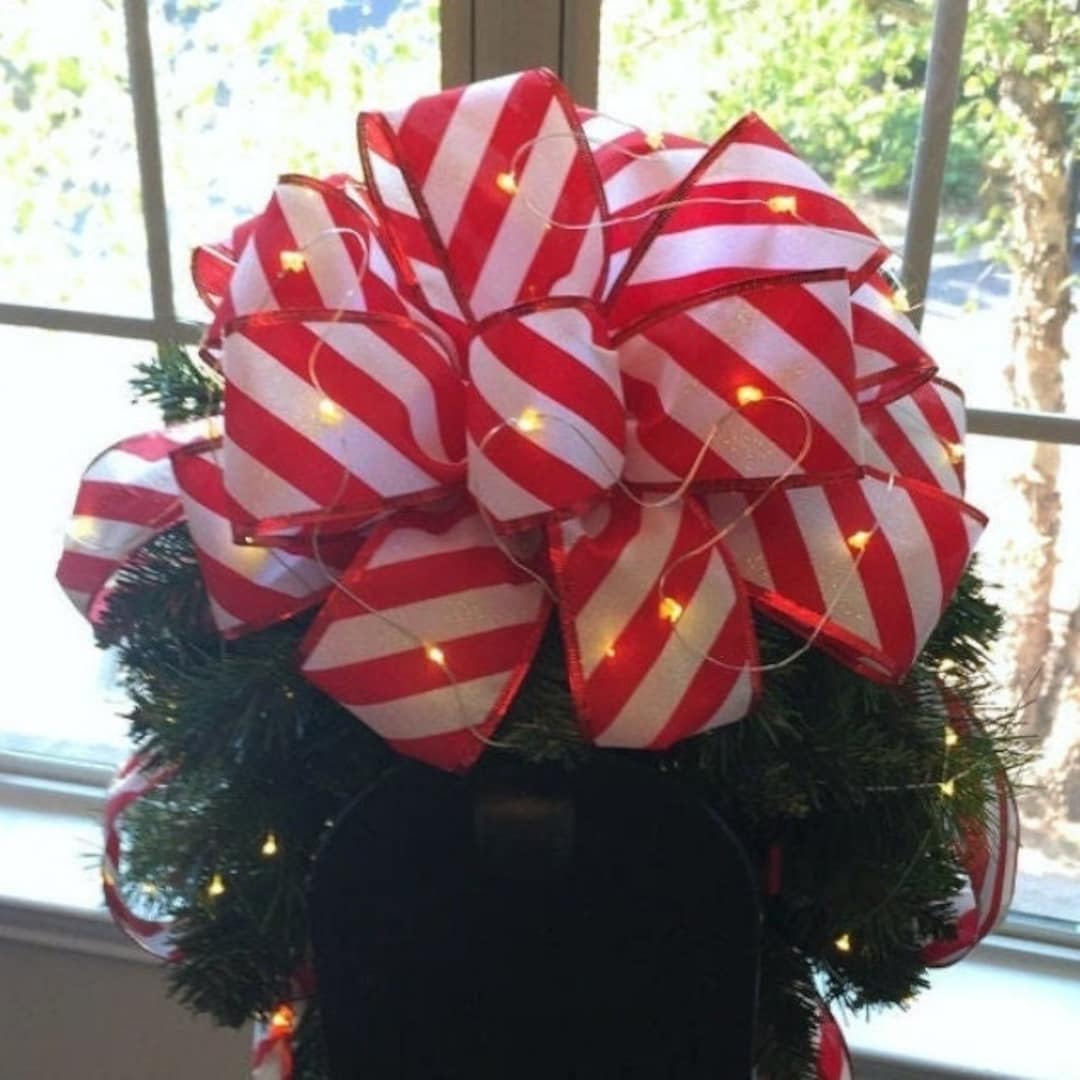 Christmas Candy Cane Mailbox Swag, Christmas Mailbox Topper With Lights ...