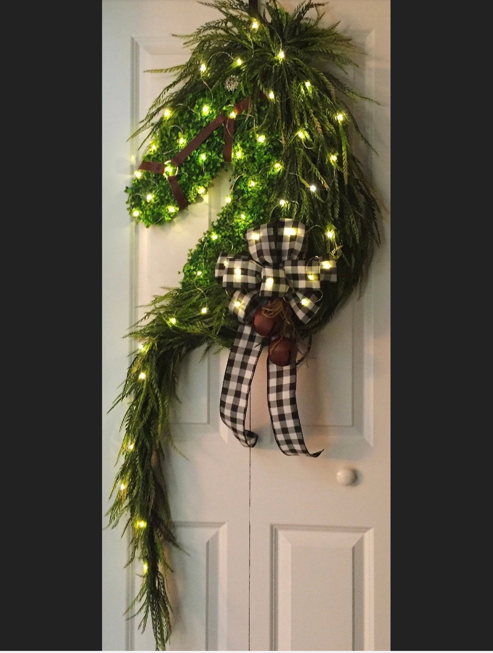 Christmas Lighted Horse Wreath, Lighted Holiday Horse Wreath , Xmas ...