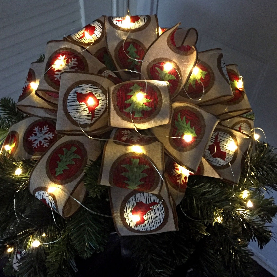 Lighted Christmas Mailbox Swag: Cottagecore Cardinal & Tree Bow - Etsy